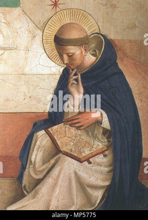 Fra Angelico fresco, Saint Dominic Adoring the Crucifixion, at Museo di San Marco, Florence ...