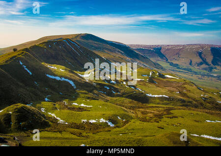 Peak District National Park: Winter landscape, snow and rocks. The ...