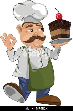 Slice cake in the cartoon character in love Stock Vector Image & Art ...