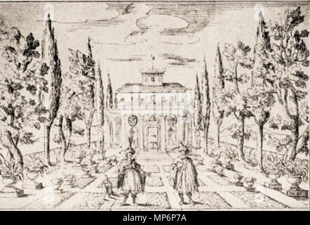 This 17th-century illustration depicts the garden of King Louis XIII of ...