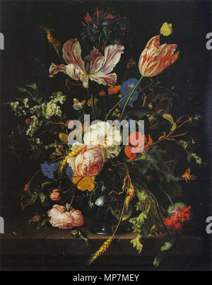 Flowers in a Vase between circa 1688 and circa 1710 by Jakob Bogdani ...