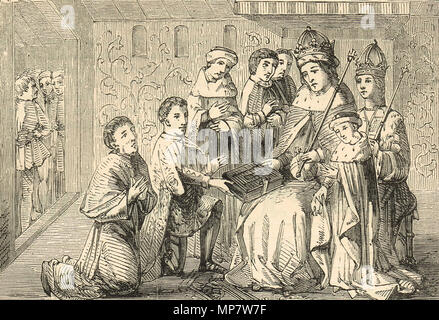 Anthony Woodville, 2nd Earl Rivers (kneeling, second from left, wearing ...