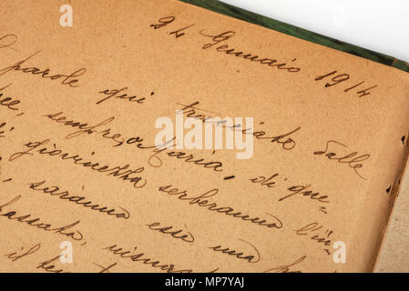 an old book with notes,poems, a nd thoughts, of the early 1900s Stock ...