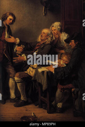 'L'accordee de Village' by Jean-Baptiste Greuze is an oil painting that ...