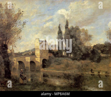 The Bridge at Mantes by Jean-Baptiste-Camille Corot between 1868 and ...