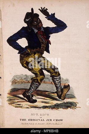 Thomas D. Rice performing the "Jump Jim Crow" song and dance in front ...