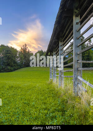 Traditional Slovenian hay rack, construction for drying grass on old ...