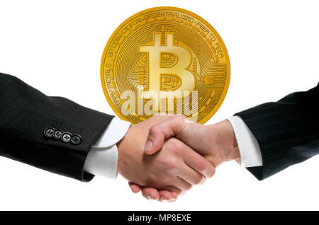 Bitcoin BTC in businessman handshake cryptocurrency Stock Photo - Alamy
