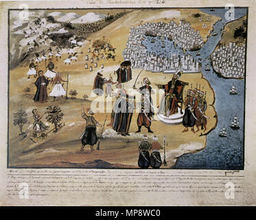 Painting of the conquest of Constantinople in 1453 by the Ottomans ...