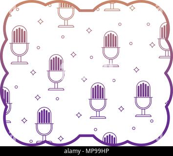 decorative frame with retro microphone pattern, vector illustration ...