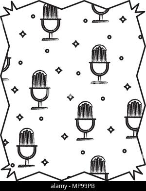 abstract frame with retro microphone pattern, vector illustration Stock ...