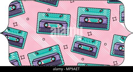 banner with Cassette pattern over white background, vector illustration ...