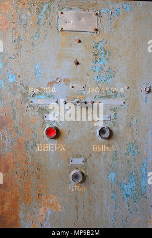 Vintage elevator button panel Stock Photo - Alamy