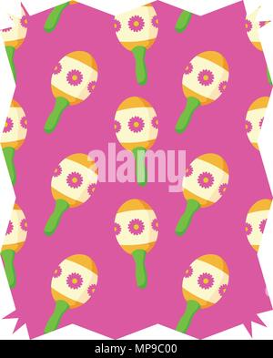 abstract frame with Mexican maracas pattern over white background ...