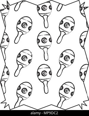 abstract frame with Mexican maracas pattern over white background ...