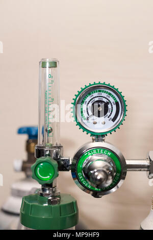 Oxygen cylinder and regulator gauge, Hospital equipment Stock Photo - Alamy