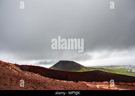 Helgafell Volcano from Eldfell Volcano Heimaey Island Westmann Islands ...