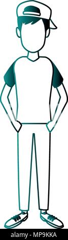 Young man faceless cartoon blue lines Stock Vector Image & Art - Alamy