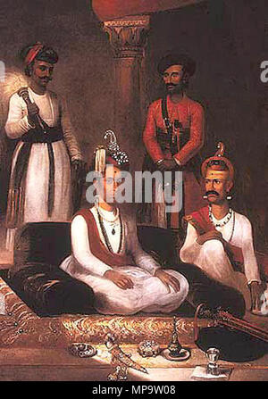 Madhu Rao Narayan the Maratha Peshwa with Nana Fadnavis and attendants ...