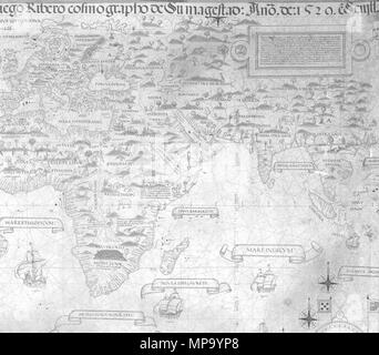 Map of America by Diego Ribero 1529 Stock Photo - Alamy