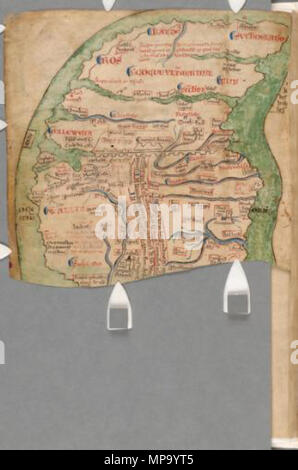 Map of Britain (c.1250) - Matthew Paris, Historia Anglorum, f. 5v Stock ...