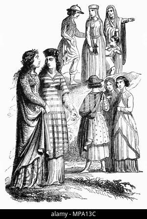 Fashion, clothing in England, ladies of the nobility around Stock Photo ...