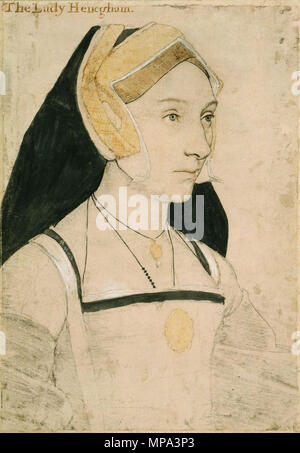 . English: This drawing by Hans Holbein is of Mary Shelton who was the ...