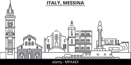 Messina Sicily Italy City Skyline with Color Buildings Isolated on ...