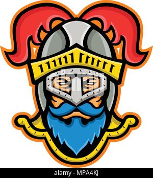 Knight wearing helmet armour cartoon character illustration Stock ...