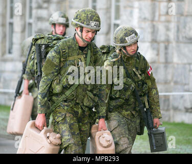 Royal Canadian Navy cadets in the spotlight about to fire artillery ...