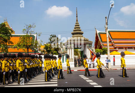Thai soldiers in parade uniforms during an official ceremony in Bangkok ...