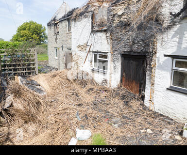 Country cottage homes burnt out destroyed by fire left in ruins ...