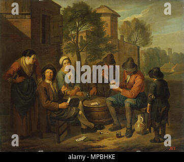 Peasants Playing Cards 1700s by Norbert van Bloemen Stock Photo - Alamy