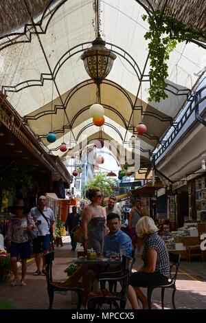 Shops in Fethiye Market, Turkey selling souvenirs, food, clothes etc ...