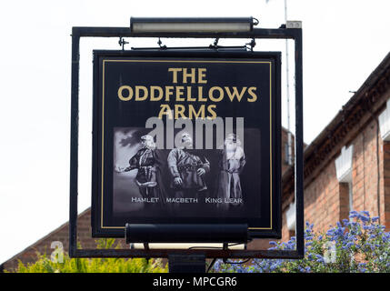 The Oddfellows Arms pub sign, Stratford upon Avon, Warwickshire England ...