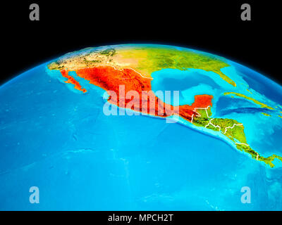 Highlighted Satellite Image Of Mexico, With Mexico City Highlighted ...