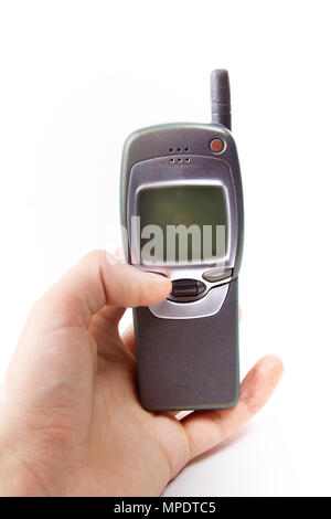 Old Mobile Phone. disposed obsolete phone on white background Stock ...