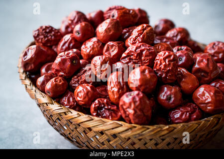 Red Jujube Fruits in Wooden Basket. Organic Food Stock Photo - Alamy