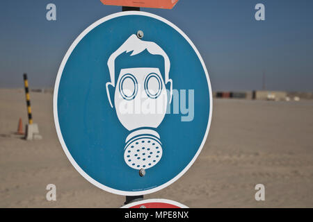 Proper Hazardous Material (HAZMAT) and explosive safety signs are hung ...