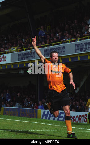 Footballer Steve Bull celebrating his goal in the old rundown Stock ...
