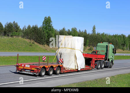 Side view of haulage business hgv lorry truck & driver with articulated ...