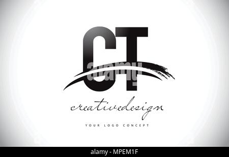 CT C T Letter Logo Design with Swoosh and Black Lines. Modern Creative ...