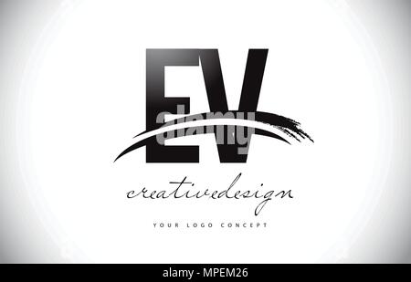 EV Letter Design with Brush Stroke and Modern 3D Look Vector ...