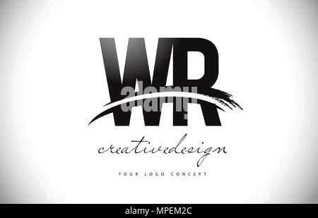 WR Letter Design with Brush Stroke and Modern 3D Look Vector ...