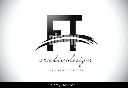 FT Letter Design with Brush Stroke and Modern 3D Look Vector ...