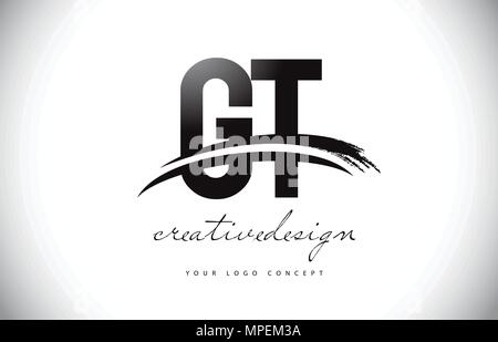 GT Letter Design with Brush Stroke and Modern 3D Look Vector ...