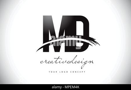 MD Letter Design with Brush Stroke and Modern 3D Look Vector ...