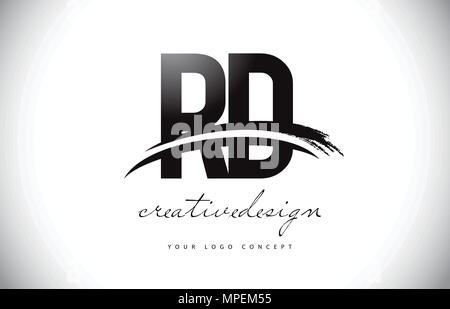 RD Letter Design with Brush Stroke and Modern 3D Look Vector ...