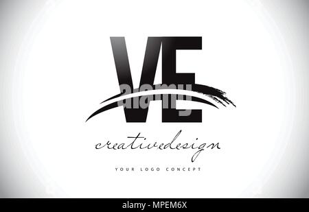 VE Letter Design with Brush Stroke and Modern 3D Look Vector ...