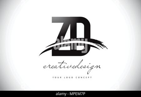 ZD Letter Design with Brush Stroke and Modern 3D Look Vector ...
